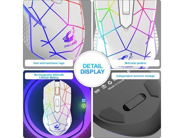 Wireless Gaming Mouse with 2.4Ghz USB Receiver Rainbow RGB Backlight ...