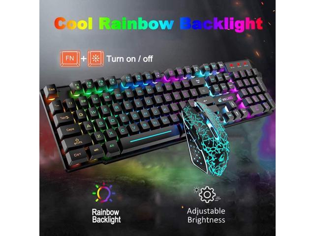 Wireless Gaming Keyboard and Mouse,Rechargeable Rainbow Backlit ...