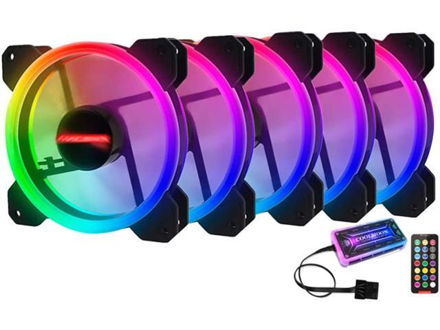 RGB Case Fans 5 Pack, PC Computer Case 120mm Fan RGB with RGB ...