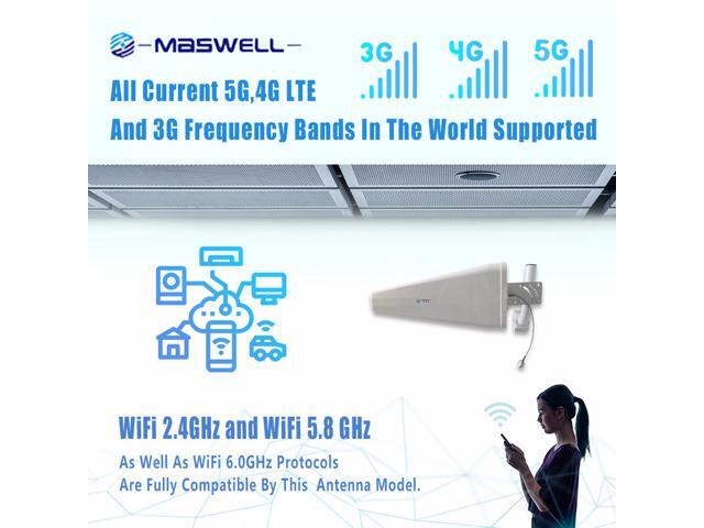 MASWELL 5G Antenna High Gain 600-6000MHz Wideband Log Periodic Antenna LPDA 5G,4G,3G and WiFi 6 ...