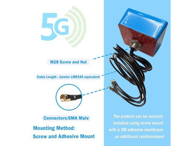 Maswell 4X4 5G MIMO Antenna Screw and Adhesive Mount 700-6000MHz ...
