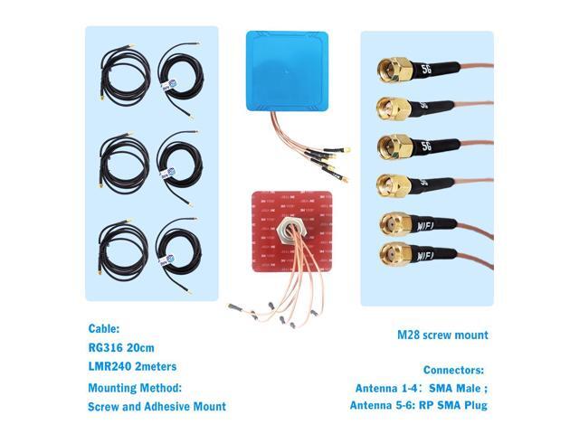 Maswell 4X4 5G MIMO Antenna 2X2 WiFi 7 Screw and Adhesive Mount 700 ...
