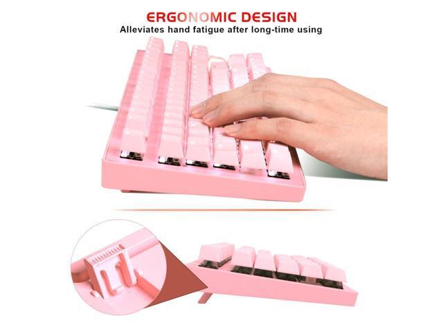 PC Mechanical Gaming Keyboard--Pink LED Backlight-Compact Mechanical ...