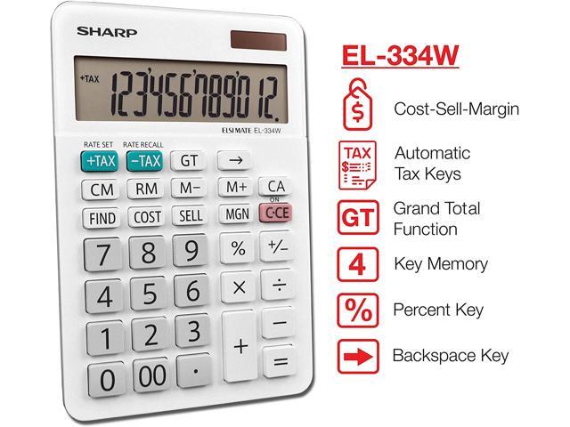 Sharp EL-334W Large Desktop Calculator 12-Digit LCD EL334W - Newegg.com