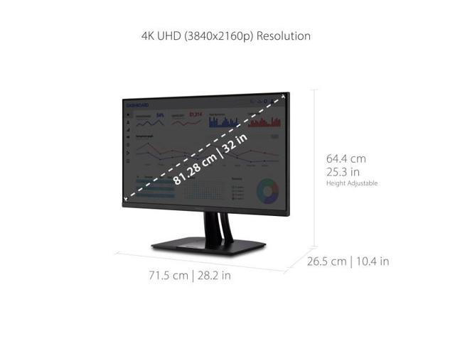 ViewSonic VP3256-4K 32 Inch Premium IPS 4K UHD Ergonomic Monitor with ...