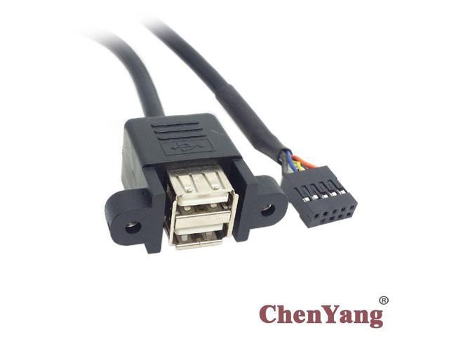 Motherboard 9 Pin Header to Stackable Dual USB 2.0 A Type Female Cable ...
