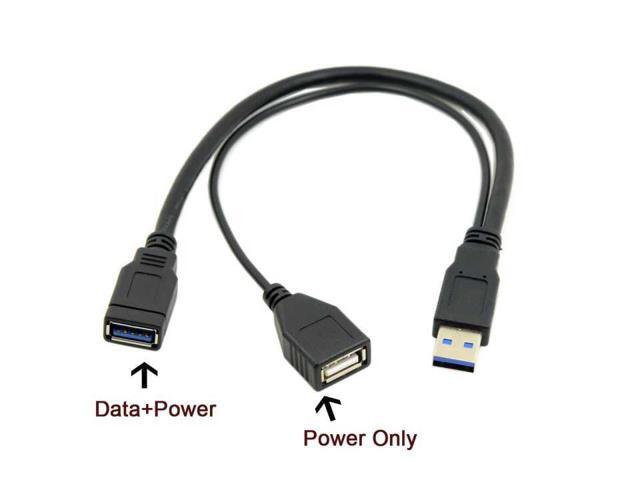 Black USB 3.0 Male to Dual USB Female Extra Power Data Y Extension ...