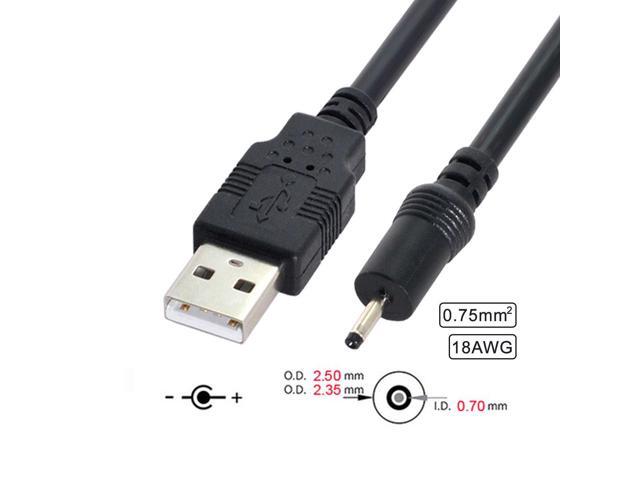 18AWG 0.75mm*2 USB 2.0 A Type Male to DC 2.50mm 2.35mm 0.7mm Power Plug ...