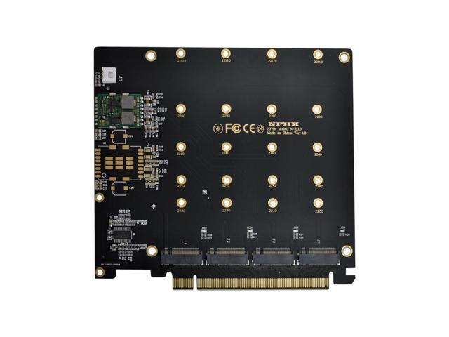 4X NVME M.2 AHCI to PCI-E Express 3.0 Gen3 X16 Raid Card with Fan VROC ...
