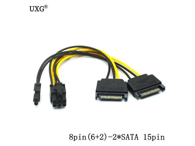 15pin SATA male to 8pin(6+2) PCI-E Power Supply Cable 20cm Dual SATA ...