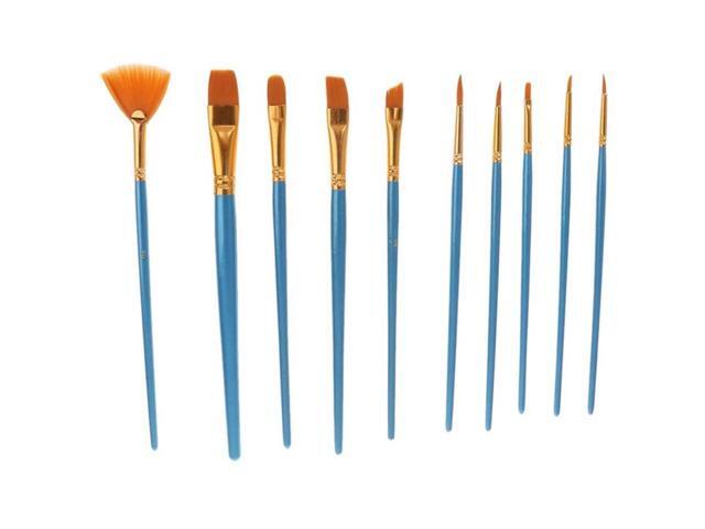 10 Piece Paint Brushes Nylon Hair Pointed Tip Artist Paint Brush Set ...