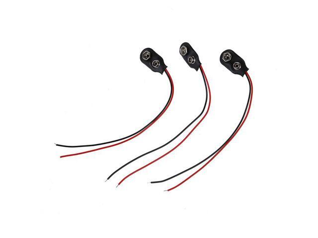 3 Pcs I Type Faux Leather Shell 9V 9 Volt Clip Connector Cable - Newegg.com