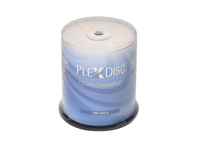 PlexDisc CD-R 700MB 80 Minute 52x Recordable - 100 Pack Cake Box 631 ...