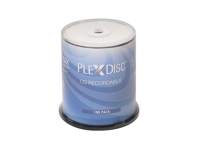 PlexDisc 52X 700MB White Inkjet Hub Printable CD-R 100 Packs Disc Model ...