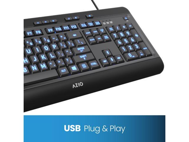 Azio Vision Backlit Wired Large Print Keyboard – 4X Larger Comfortable ...