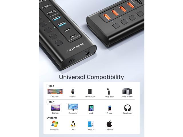 ACASIS 11 Port Hub Splitter (4 USB 3.0+3 USB 2.0+4 Smart Charging) with ...