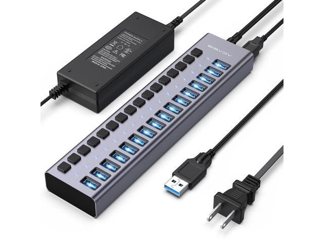 ACASIS Powered USB Hub,16 Ports USB 3.0 Data Hub, Individual On/Off Switches, 12V7.5A 90W Power ...