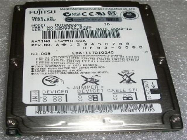 Fujitsu MHT2060AS 60GB 5400 RPM 8MB Cache IDE Ultra ATA100 / ATA-6 2.5 ...