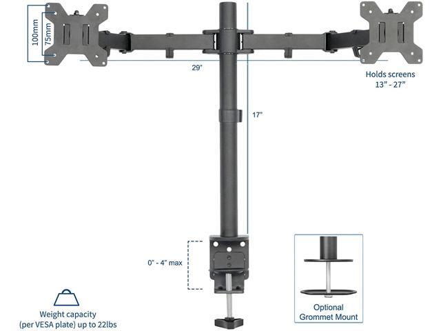 VIVO Black Dual LCD Monitor Desk Mount Stand, Heavy Duty Fully ...