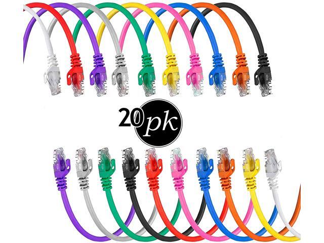 CAT6 Ethernet Cable - 6 Ft - 20 Pack - LAN - UTP - CAT 6 - RJ45 ...