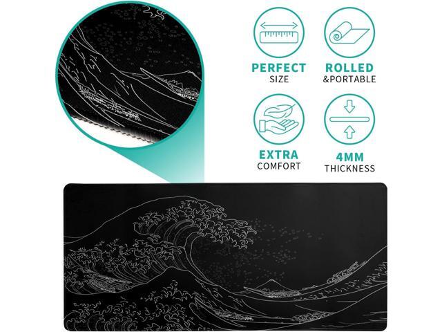 Japanese Sea Wave Large Mouse Pad Anime Black Gaming Extended Kanagawa ...