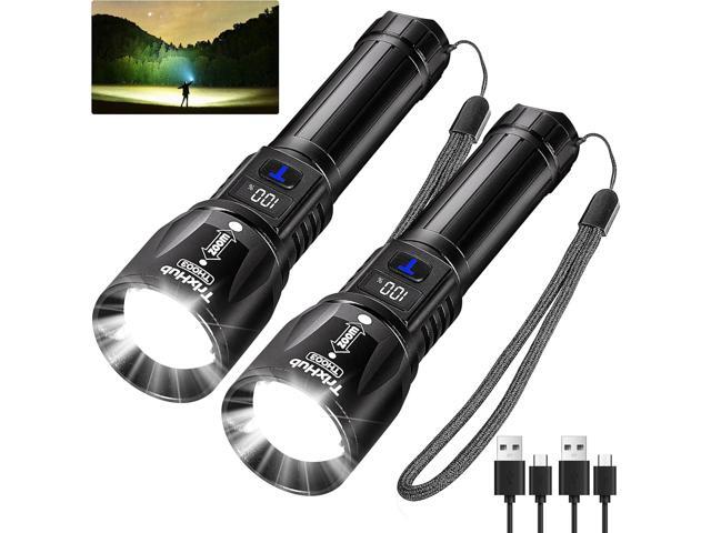 Rechargeable Flashlights 2 Pack 990 000 Lumens Super Bright Flashlight with LCD Digital Display ...