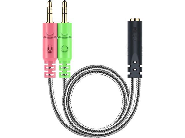 Headphone Splitter for Computer CTIA 3.5mm TRRS Female to Dual TRS Male ...