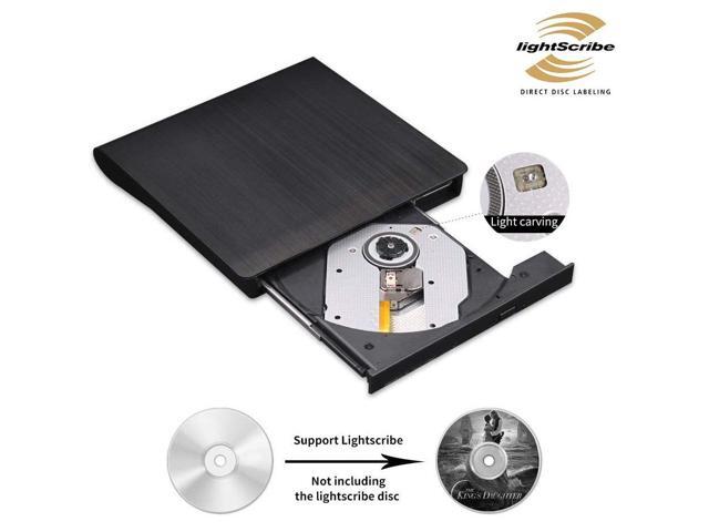 USB 3.0 Portable Lightscribe External Optical Drive Slim CD/DVD +/-RW Burner Player - Brushed ...