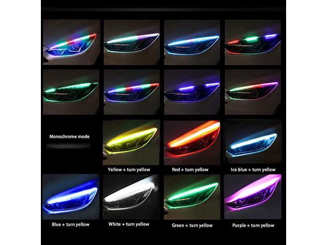 Car Led Light Strip - Multi Color 2 Pcs 17.71 Inches Daytime Running ...