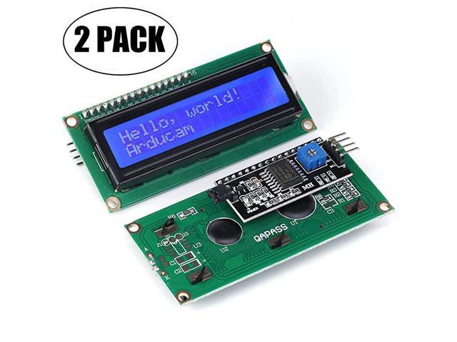 16x2 1602 LCD Display Screen Blue + IIC I2C Module Interface Adapter ...