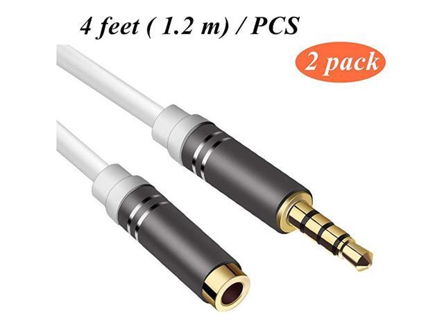 2 Pack 4 Ft Male to Female Audio Cable 4 Pole HiFi Extension Stereo ...