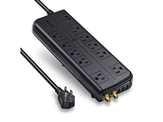 4000 Joules Surge Protector with USB 6 Feet Extension Cord Power Strip ...