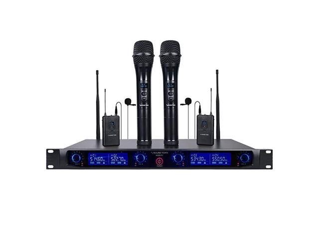 4 Channels Professional UHF Wireless Microphone System with Rack ...