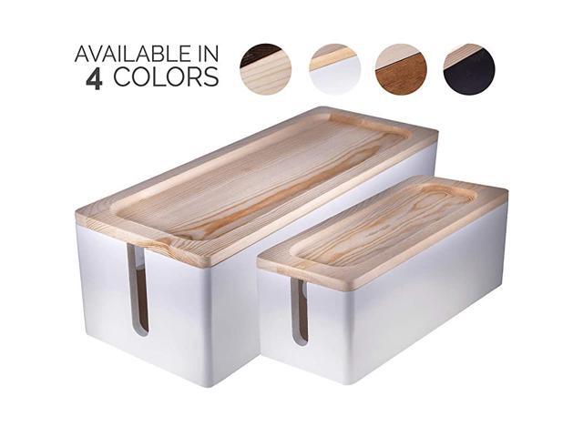 of Two Rustic Wooden Cable Management Box Cord Organizer Large Storage ...