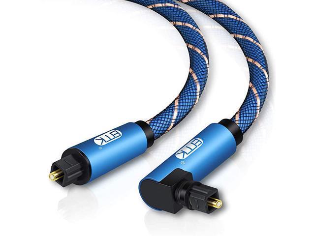 90 Degree Optical Audio Cable(6.6ft/2m) Nylon Braided Digital SPDIF ...