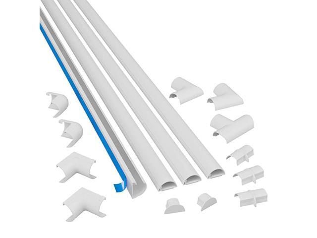 White Medium Cord Cover Kit 13FT SelfAdhesive Wire Hider Cable Raceway ...