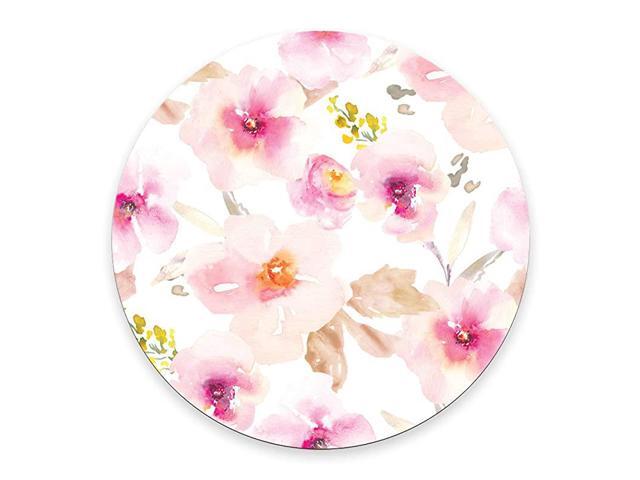 Pink and Purple Floral Pattern Round mosue pad NonSlip Mouse pad Gaming ...