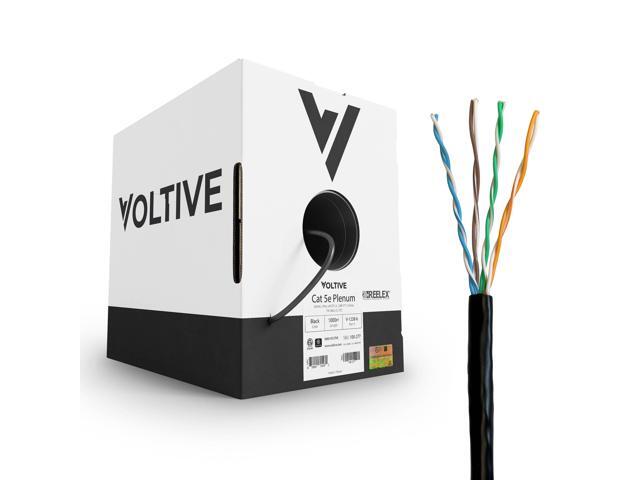 Voltive Cat5e Plenum (CMP), 1000ft, Black - Solid Bare Copper Bulk ...