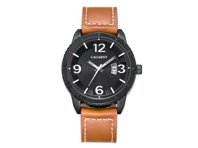 CAGARNY 9857 Fashion Quartz Movement Wrist Watch with Leather Band ...