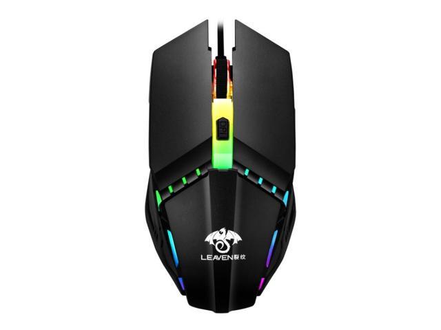 LEAVEN 7 Keys 4000DPI USB Wired Computer Office Luminous RGB Mechanical ...