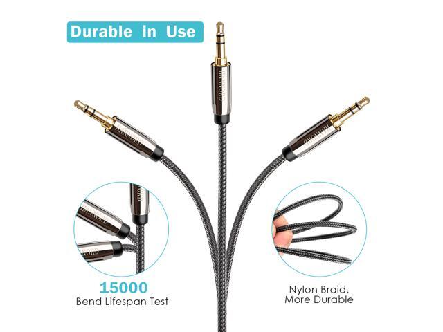 AUX Cable, Hannord 3.5mm Nylon Braided Stereo AUX Cable Male to Male Hi ...