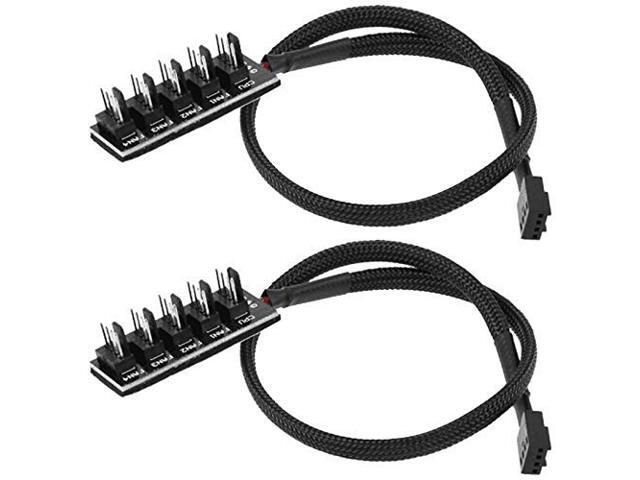 Fan Hub PC 5 Way Splitter Sleeved PWM Fan Splitter Hub Adapter Cable ...
