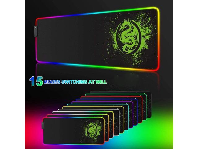 Large RGB Gaming Mouse Pad - 15 Light Modes Extended Computer Keyboard ...