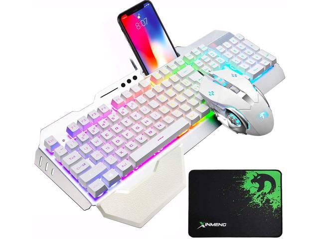 Wired Gaming Keyboard and Mouse Combo Rainbow RGB LED Light Mechanical ...