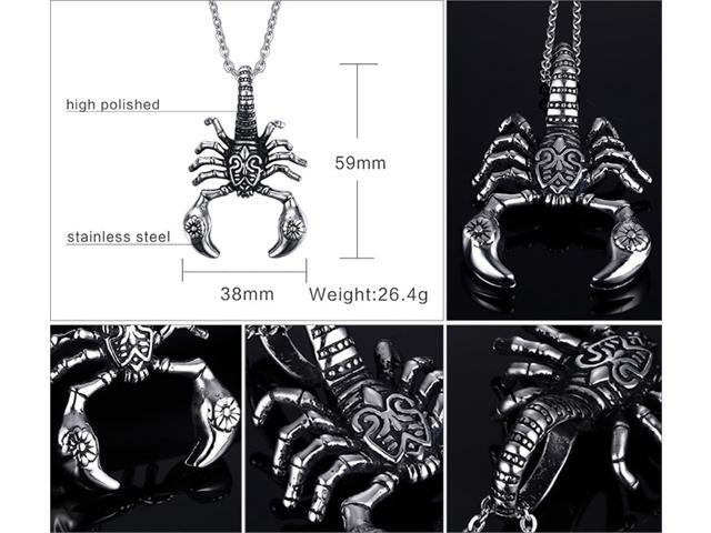 Scorpio Necklace Large Heavy Stainless Steel Men Zodiac Constellation ...