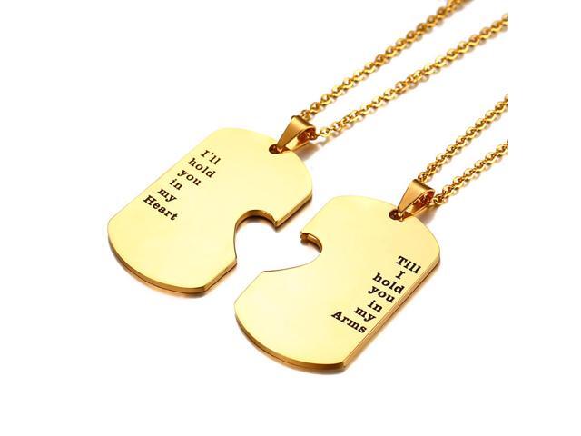 Gold Plated Stainless Steel His and Hers Matching Couples Necklaces Dog ...