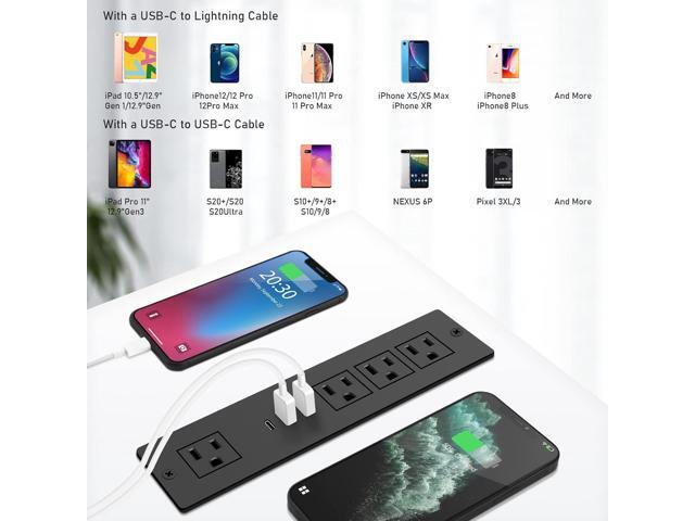 Type-C Recessed Power Socket, 20W PD Fast Charging USB-C QC3.0 3A USB-A ...