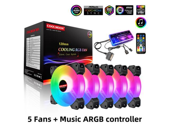 5V 6pin ARGB PC Case Fans,120mm RGB Case Fan with Fan Hub and Remote ...