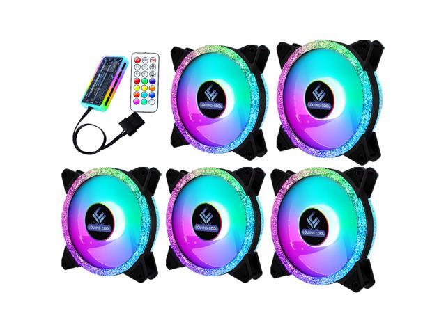 5 Pack RGB Case Fan 12cm + Remote Controller, Computer 120mm Cooling ...