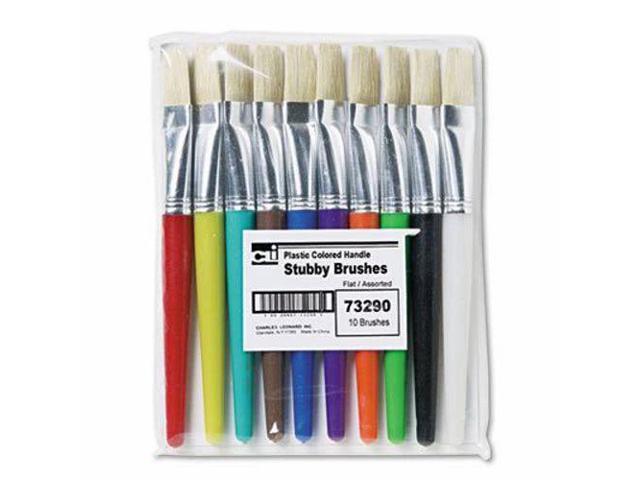 Charles Leonard Stubby Brush Set, Natural Bristle, Flat, 10/Set 73290 ...